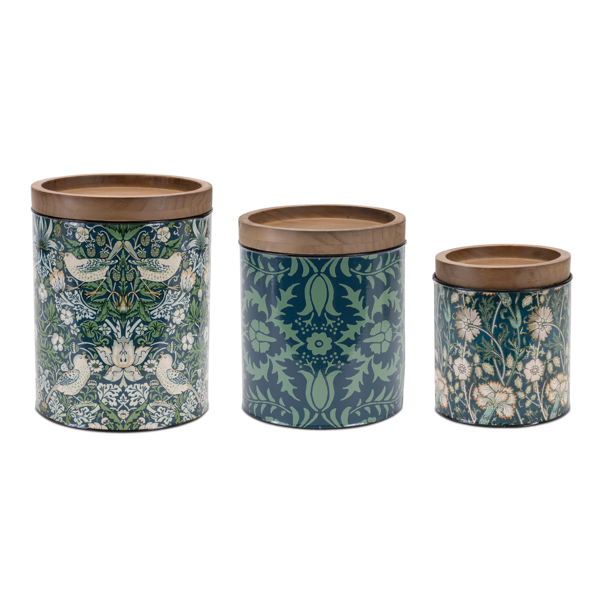 Winston Porter Round William Morris Canister (Set of 3) | Wayfair