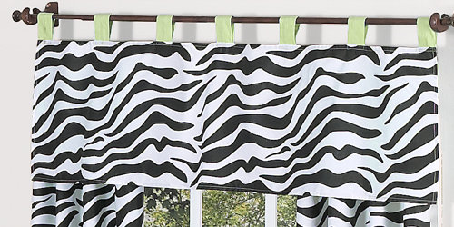 Sweet Jojo Designs Zebra Lime Cotton Tab Top Tailored Curtain Valance ...