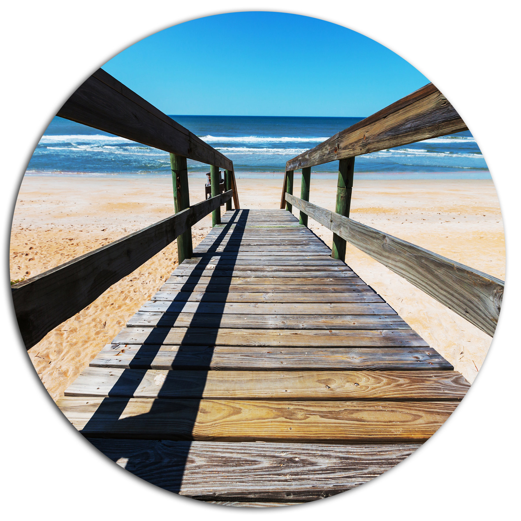 Design Art 'Long Boardwalk into Blue Seashore' Photographic Print on ...