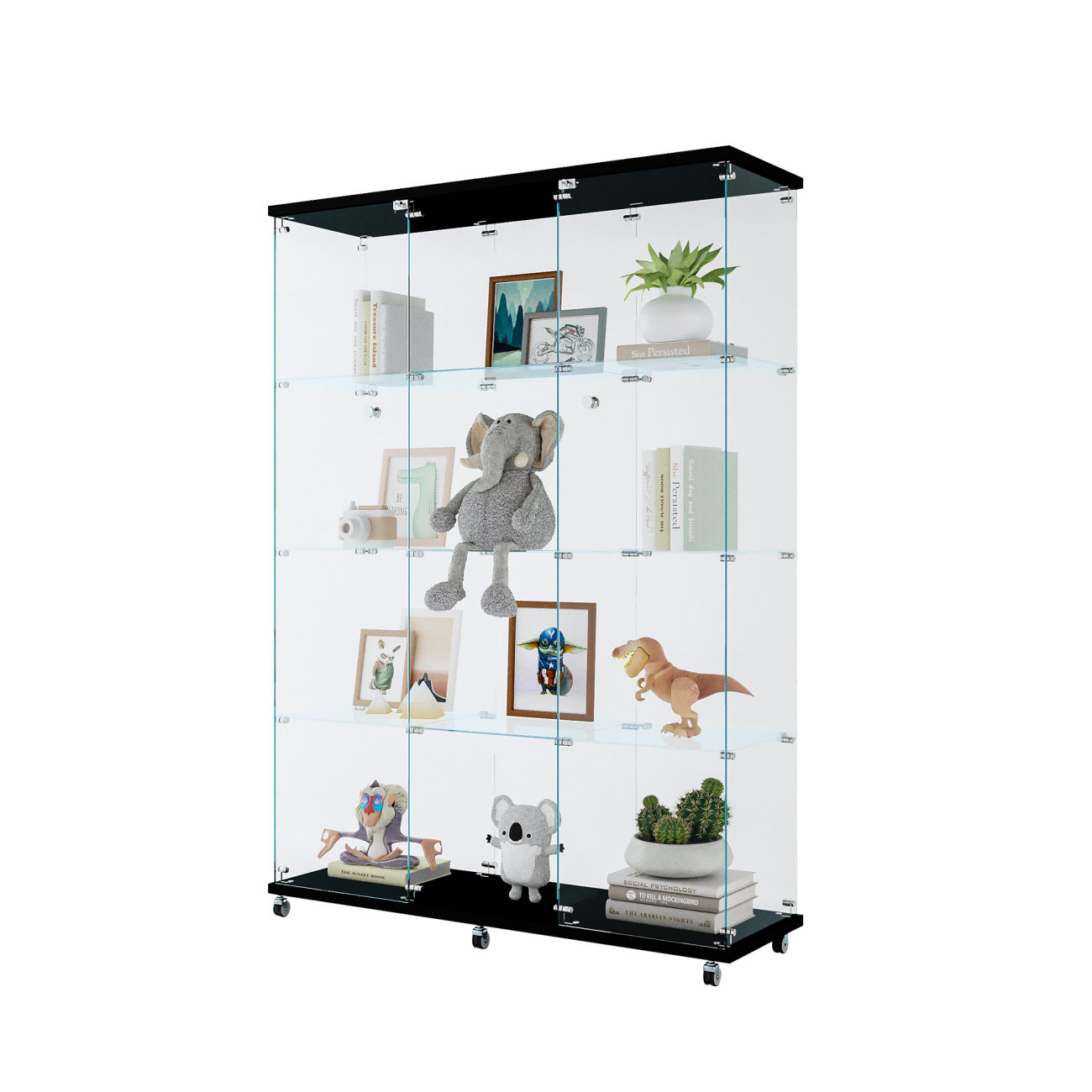 Lipoton Glass Display Cabinet With 4 Shelves Extra Large, Curio ...