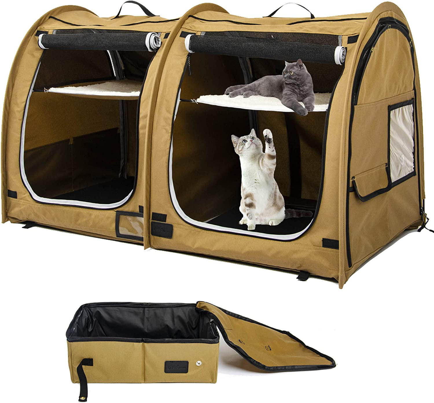 Tucker Murphy Pet™ Portable Dual Bay Display House Cat Cage/Apartment ...