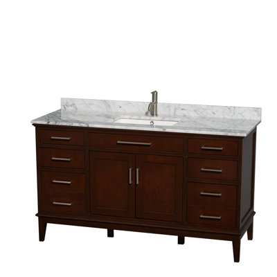 Wyndham Collection Hatton 60'' Single Bathroom Vanity with Marble Top ...