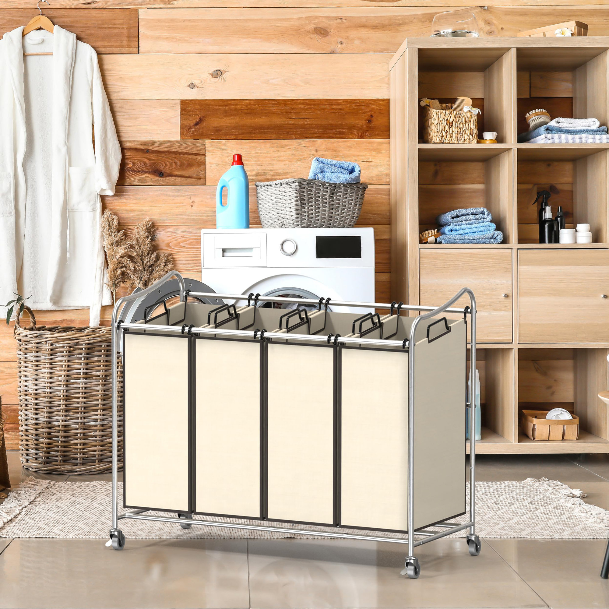 Hokku Designs 4-Bag Heavy Duty Laundry Sorter Rolling Cart - Wayfair Canada