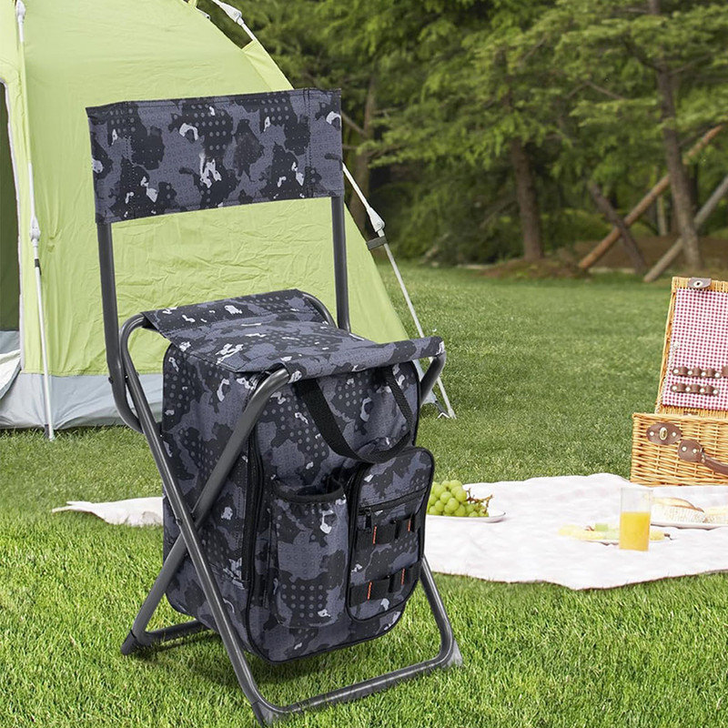 Arlmont & Co. Backpack Folding Chair with Cooler Bag and Backrest, for ...