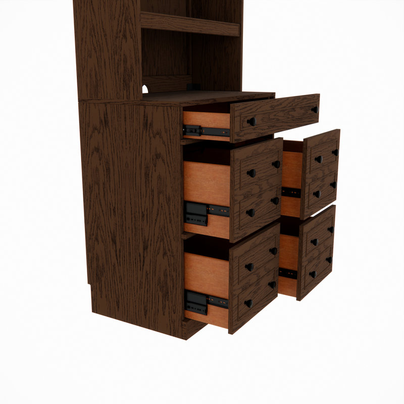 Hokku Designs Junxian Sit-Stand Storage Desk with Two File Drawer ...