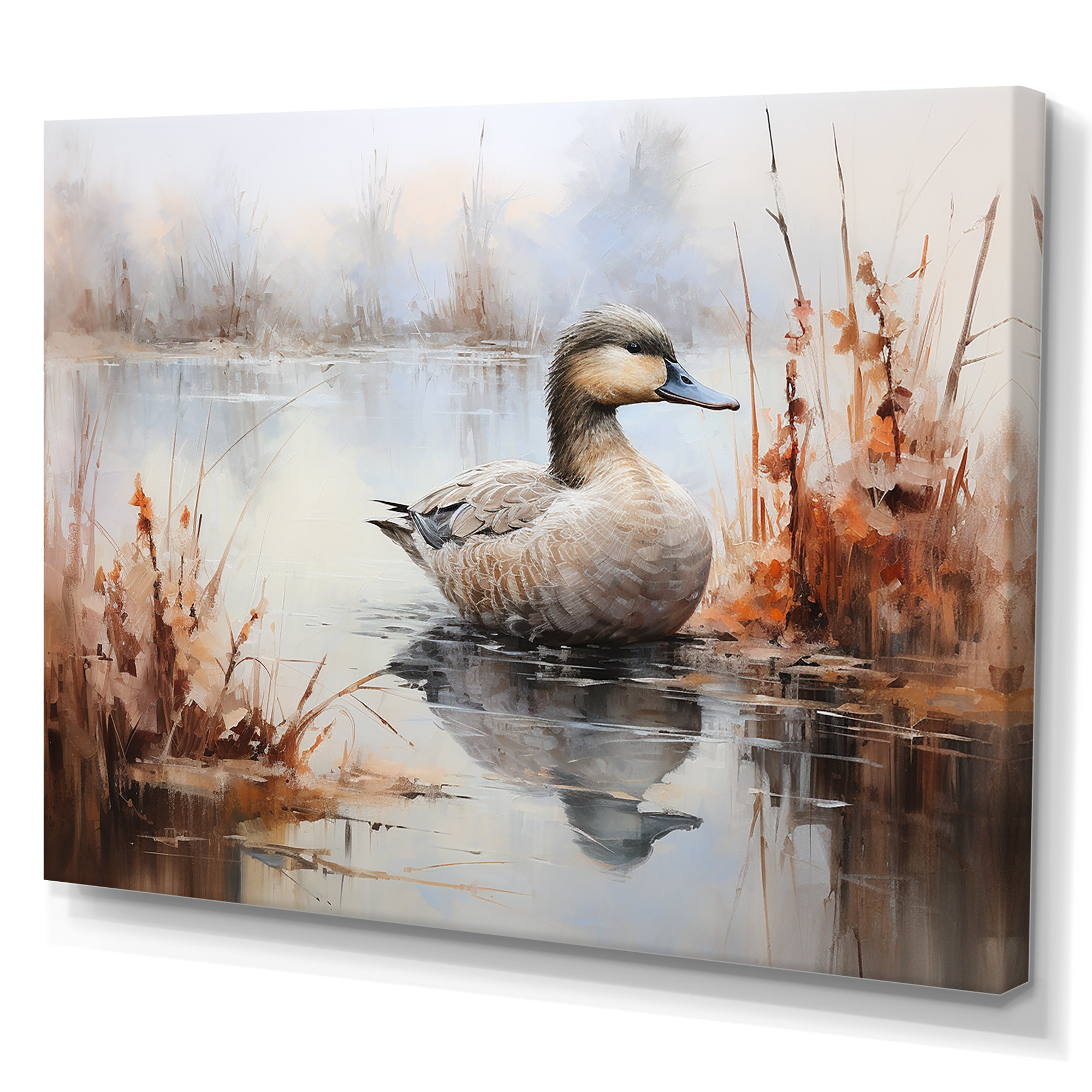 August Grove® Misty Marsh Duck III - Duck Animal Wall Art | Wayfair
