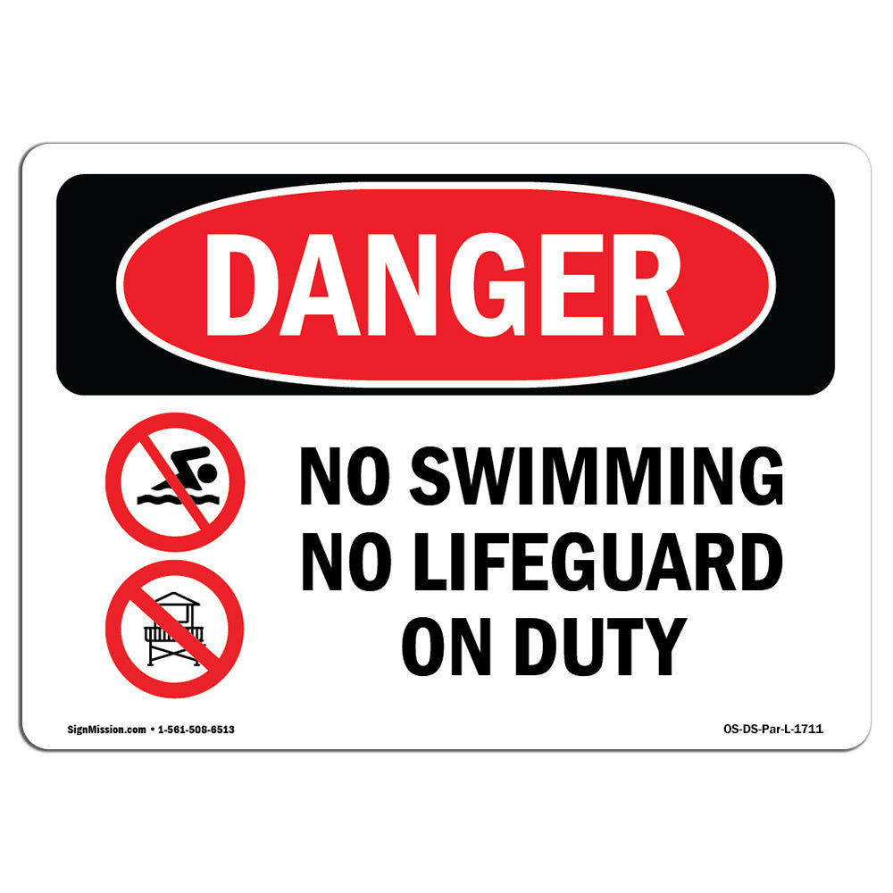 SignMission OSHA Danger No Swimming No Lifeguard on Duty Sign | Wayfair