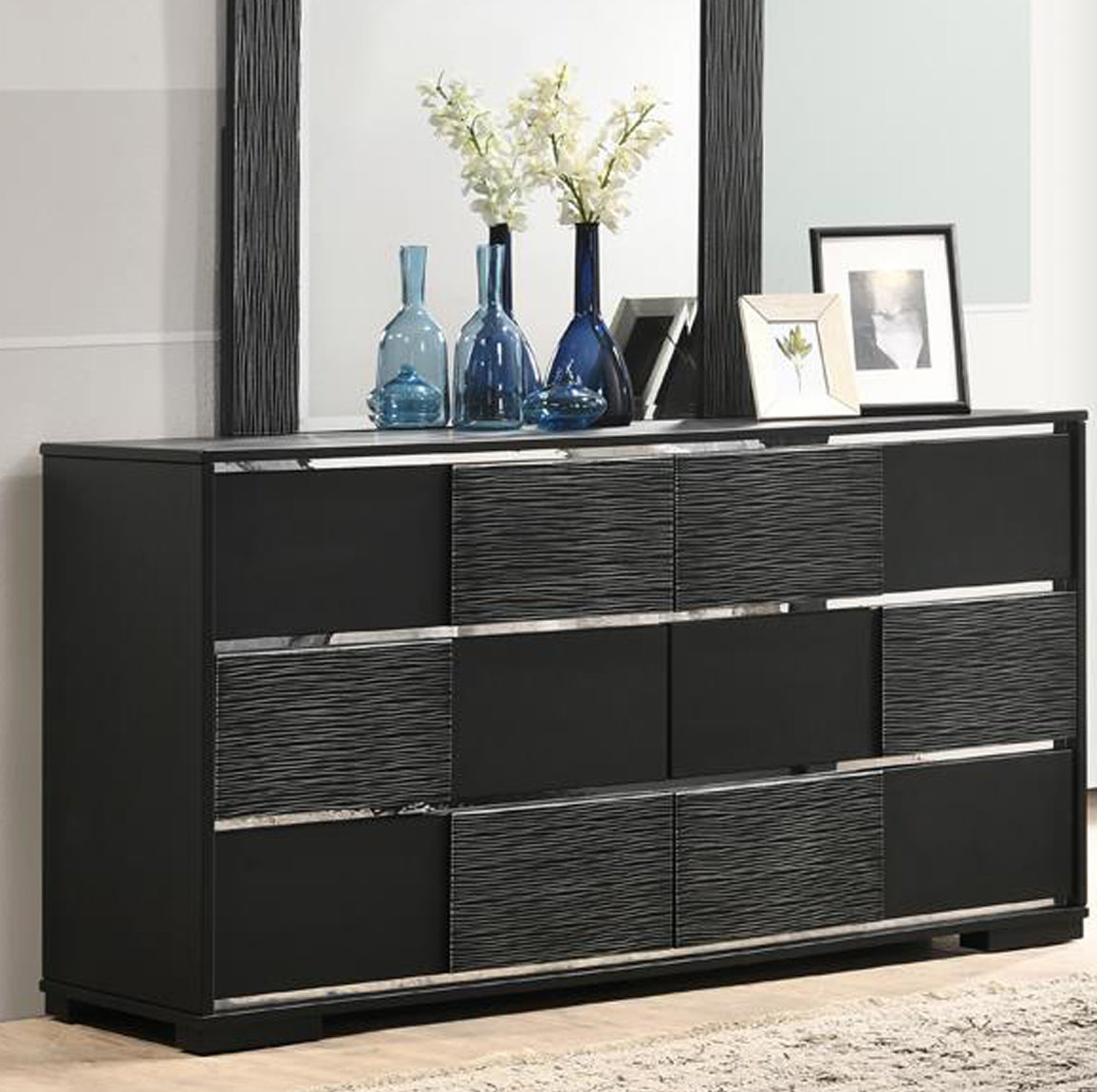 Everly Quinn Donaldson Black 6-Drawer Rectangular Dresser | Wayfair