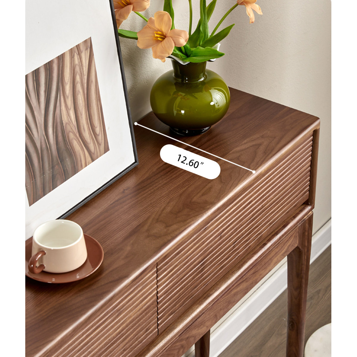 Hokku Designs 35.43" Walnut colour Rectangular Solid Wood Console Table ...