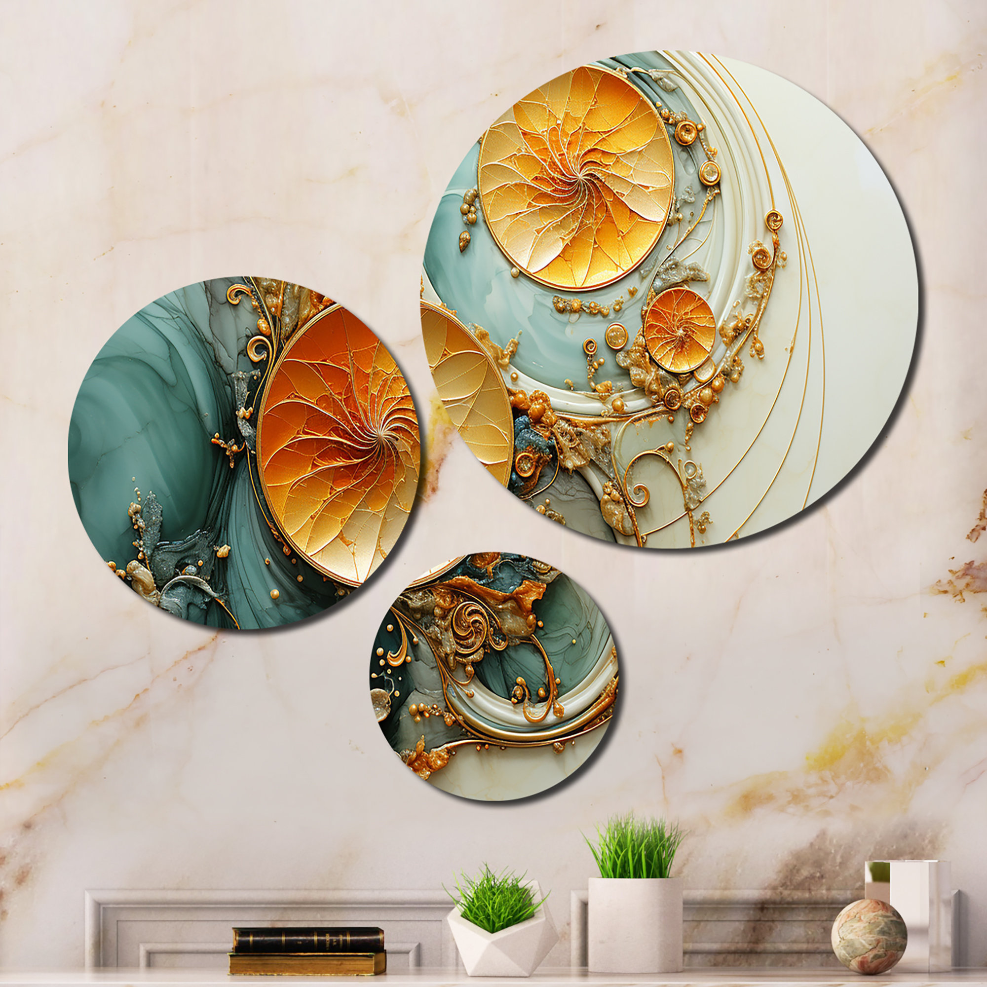 Ivy Bronx Spiral - Abstract Spirals 3 Wall Decor Set Metal | Wayfair