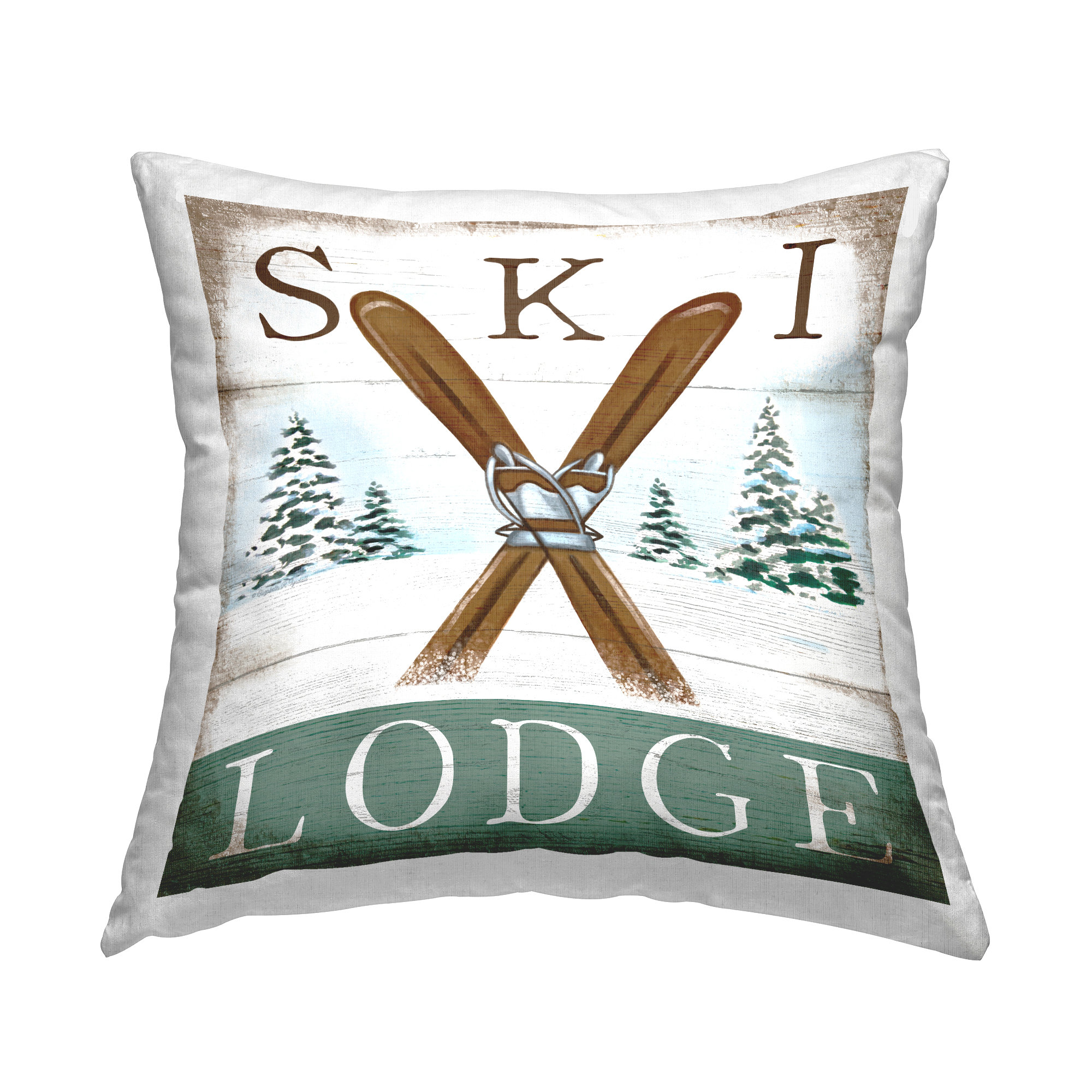 Stupell Industries Vintage Ski Lodge Decorative Printed Throw Pillow by ...