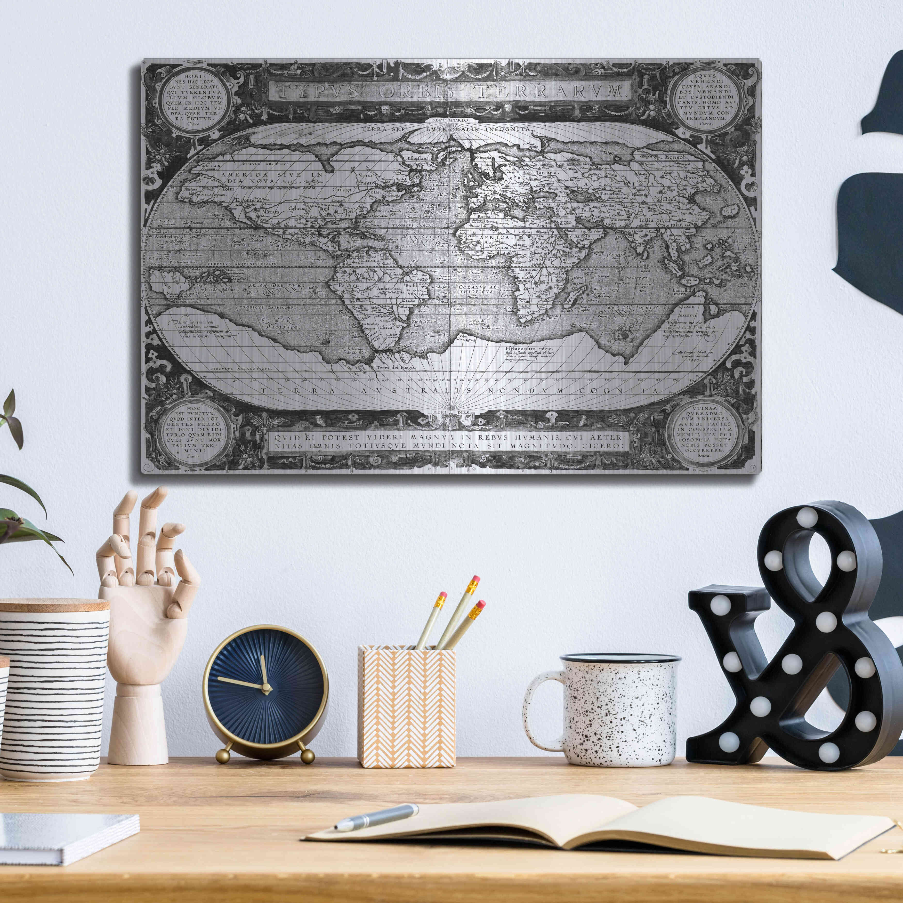 17 Stories 17 Storeys 'Antique World Map' by Vision Studio, Metal Wall ...