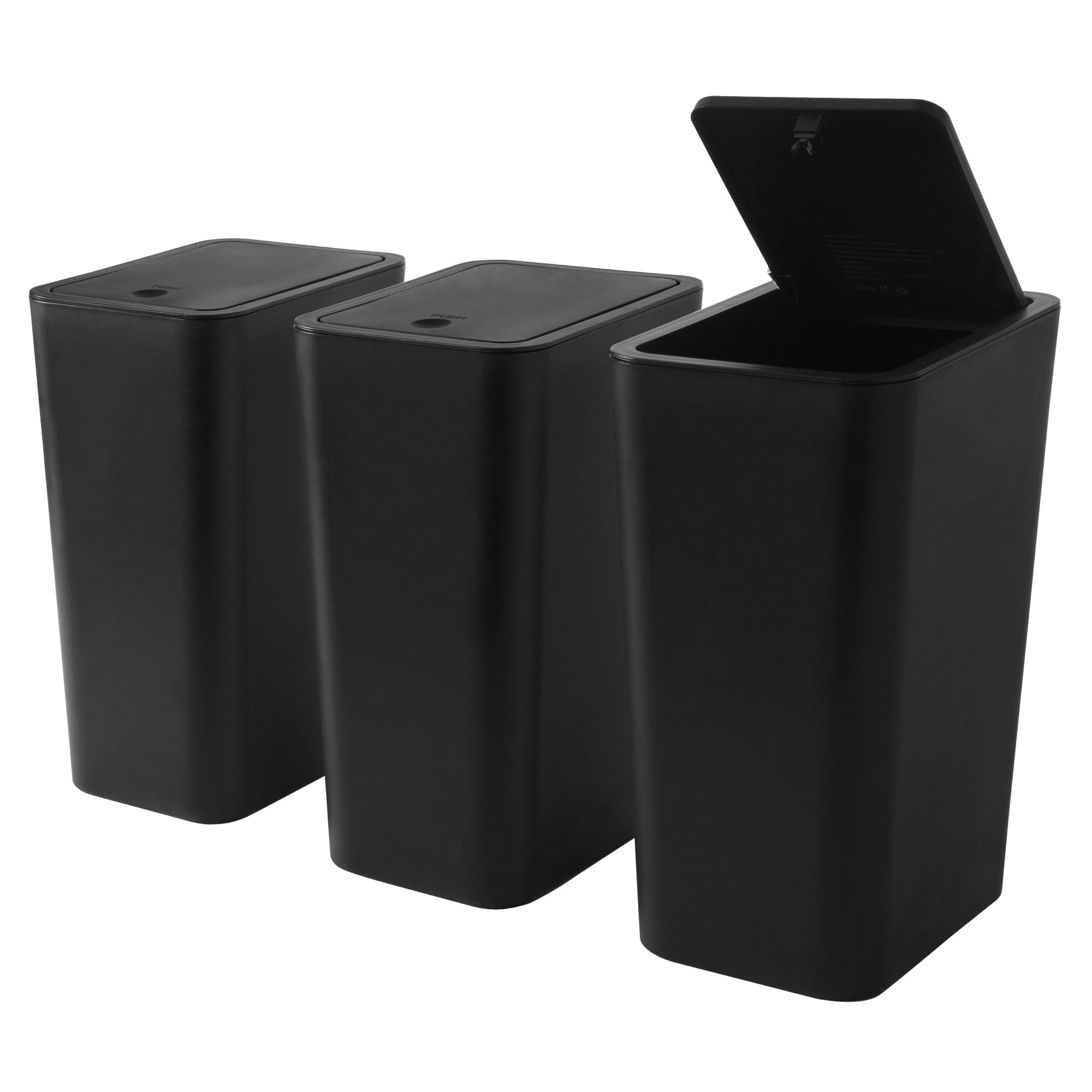 HUFTGOLD Plastic 2.6 Gallon Touch Top Trash Can (Set of 3) - Wayfair Canada