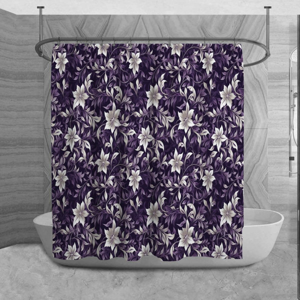 East Urban Home Floral Shower Curtain Botanical Bathroom Decor Purple ...