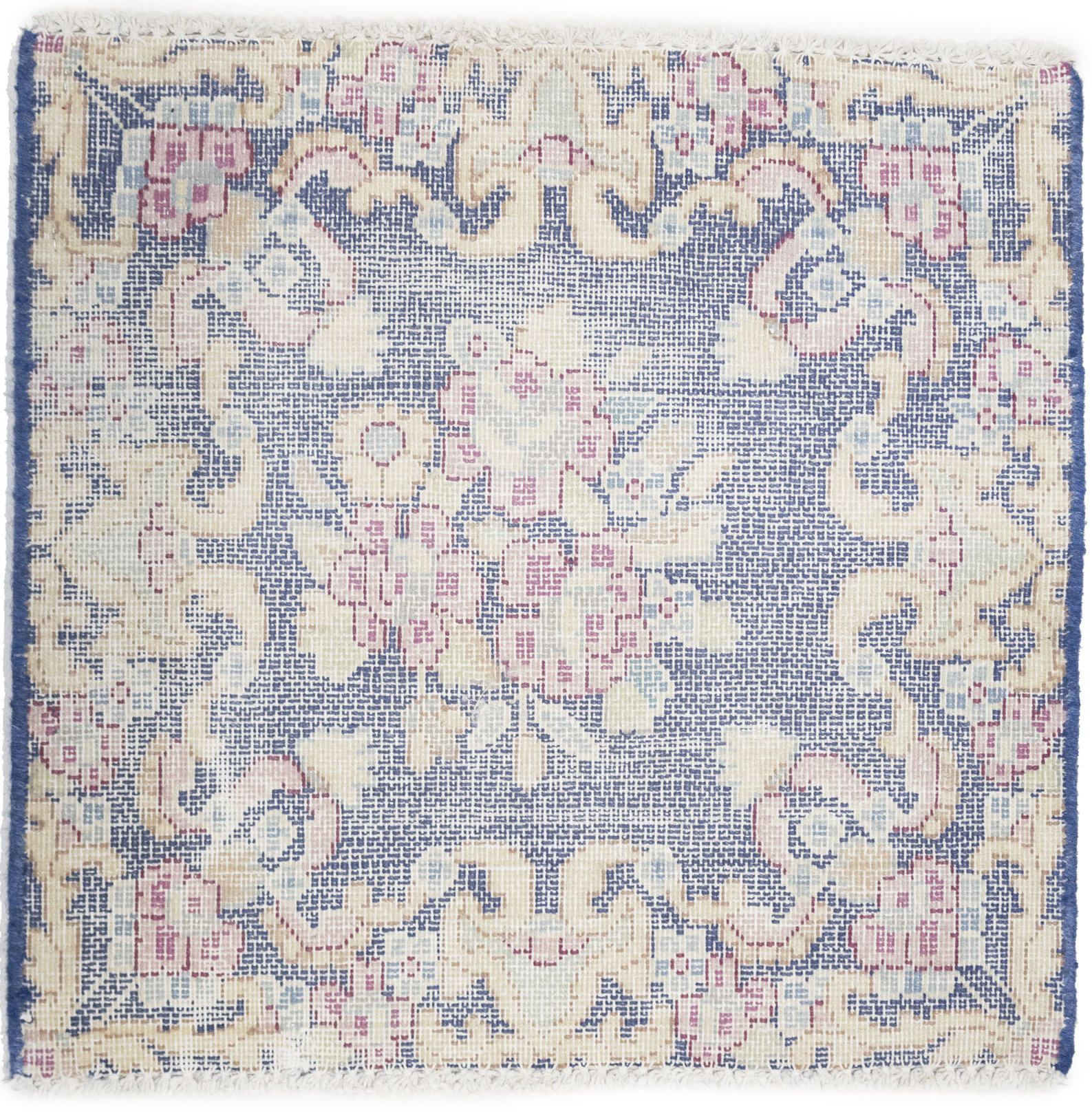 Isabelline Antique Muted Floral 1'6X1'7 Distressed Vintage Oriental ...