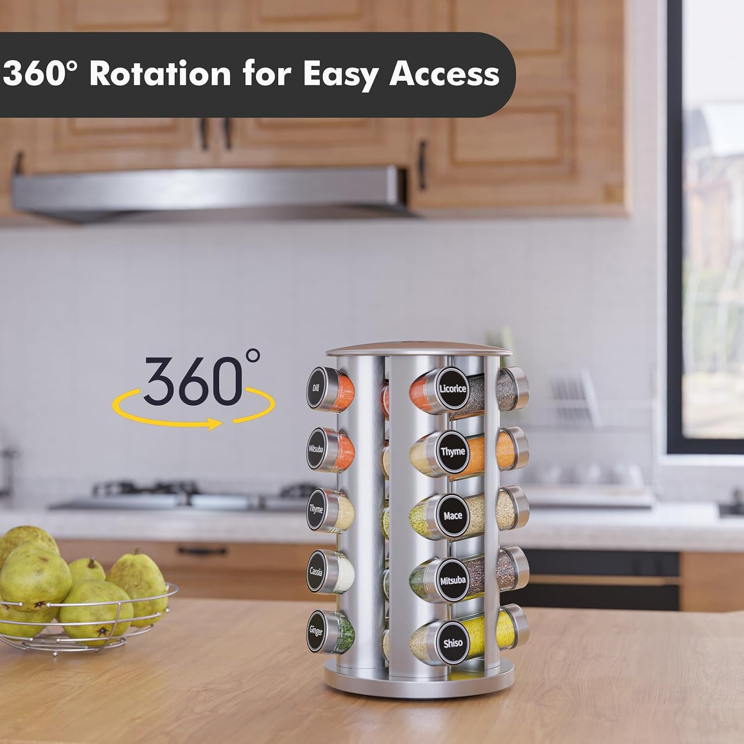 Mint Pantry® Revolving Spice Rack Set With 20 Spice Jars, Kitchen Spice ...