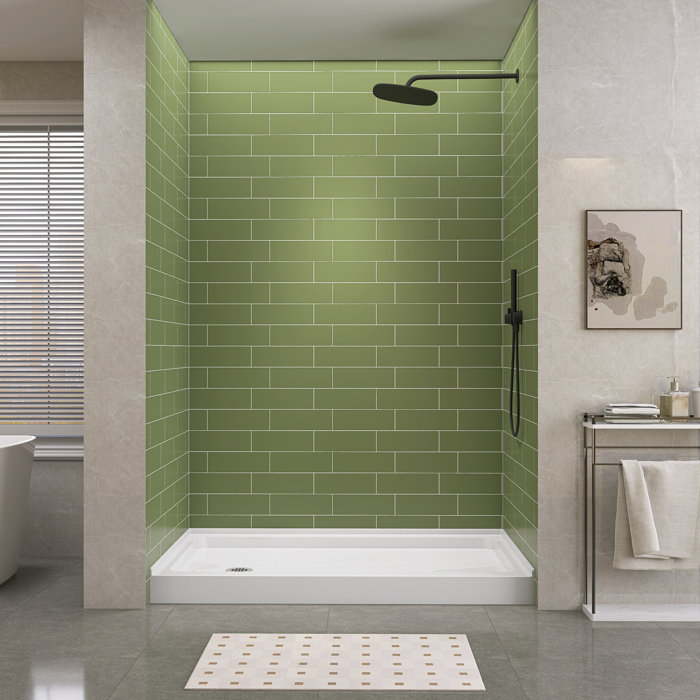 GETPRO 60'' W x 36'' D Acrylic Rectangular Shower Base Pan Single ...