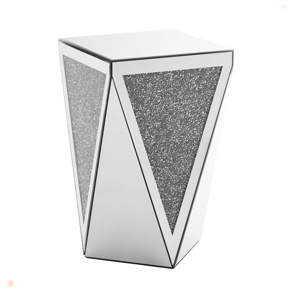 Mercer41 Inverted Triangular Mirror Square Table, Crystal Diamond ...