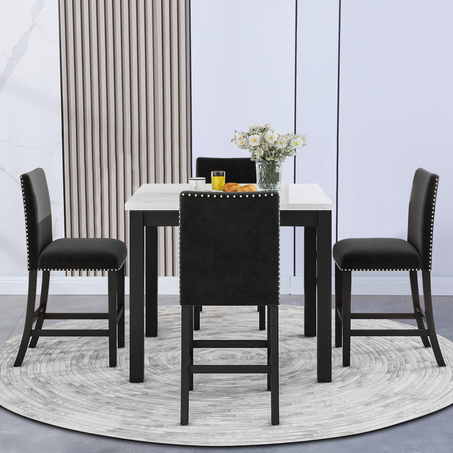 House of Hampton Luxury Style Dining Table and Chairs 5 Piece Set with ...