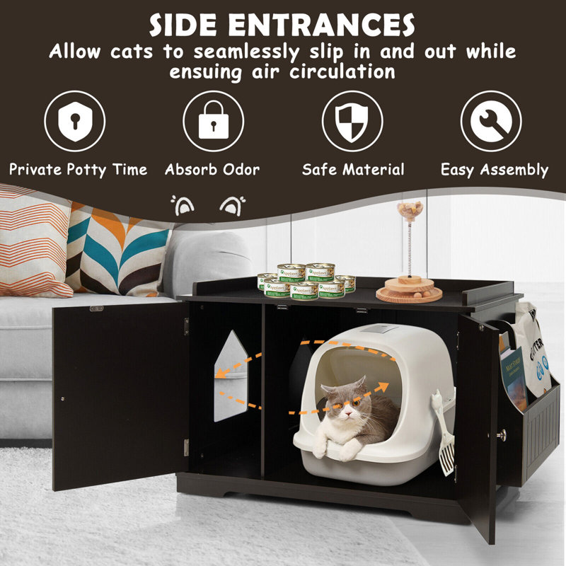 Tucker Murphy Pet™ Large Side Table Furniture Wooden Cat Litter Box ...
