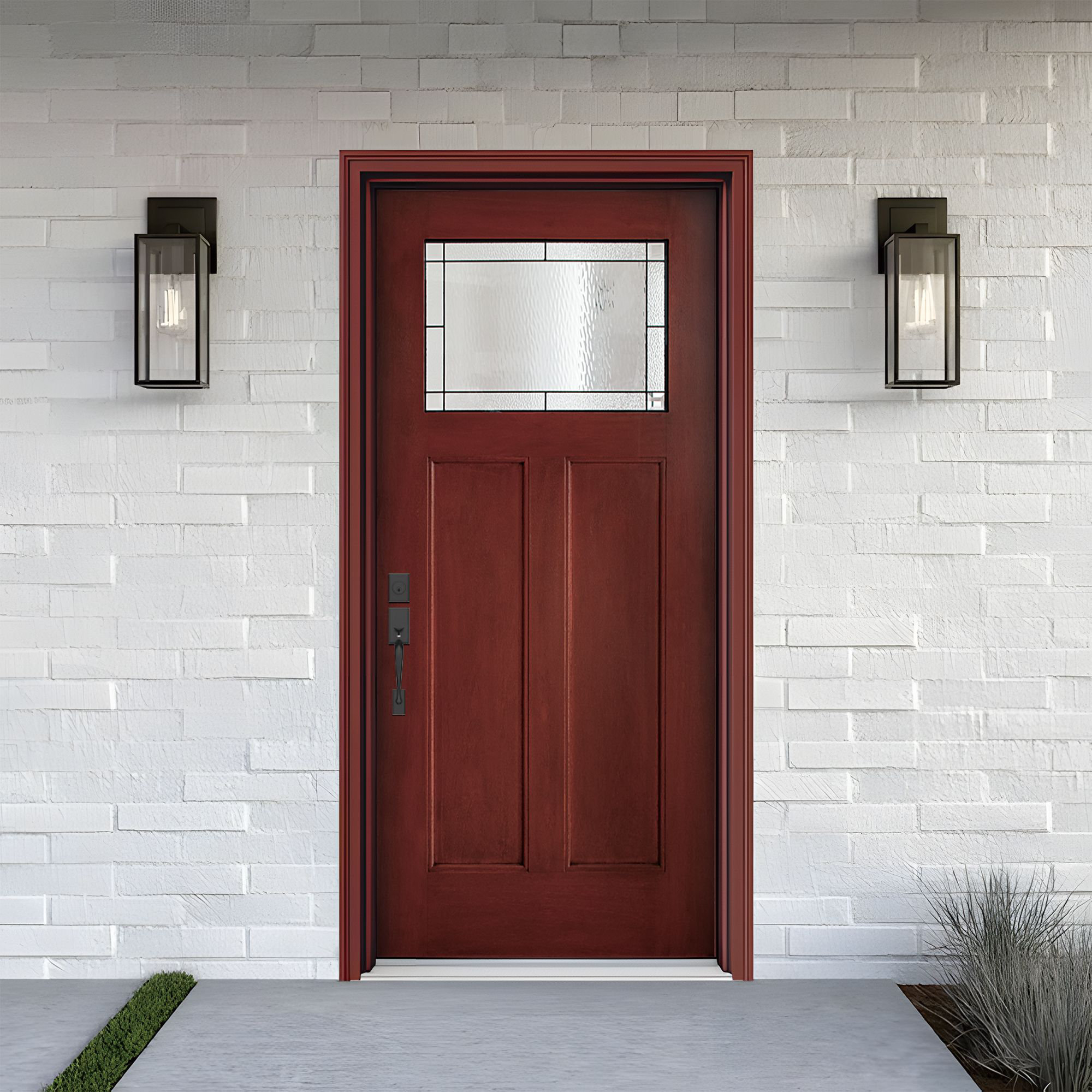 CRAFTIUM Fiberglass Exterior Entry Front Door With All-Weather Design ...