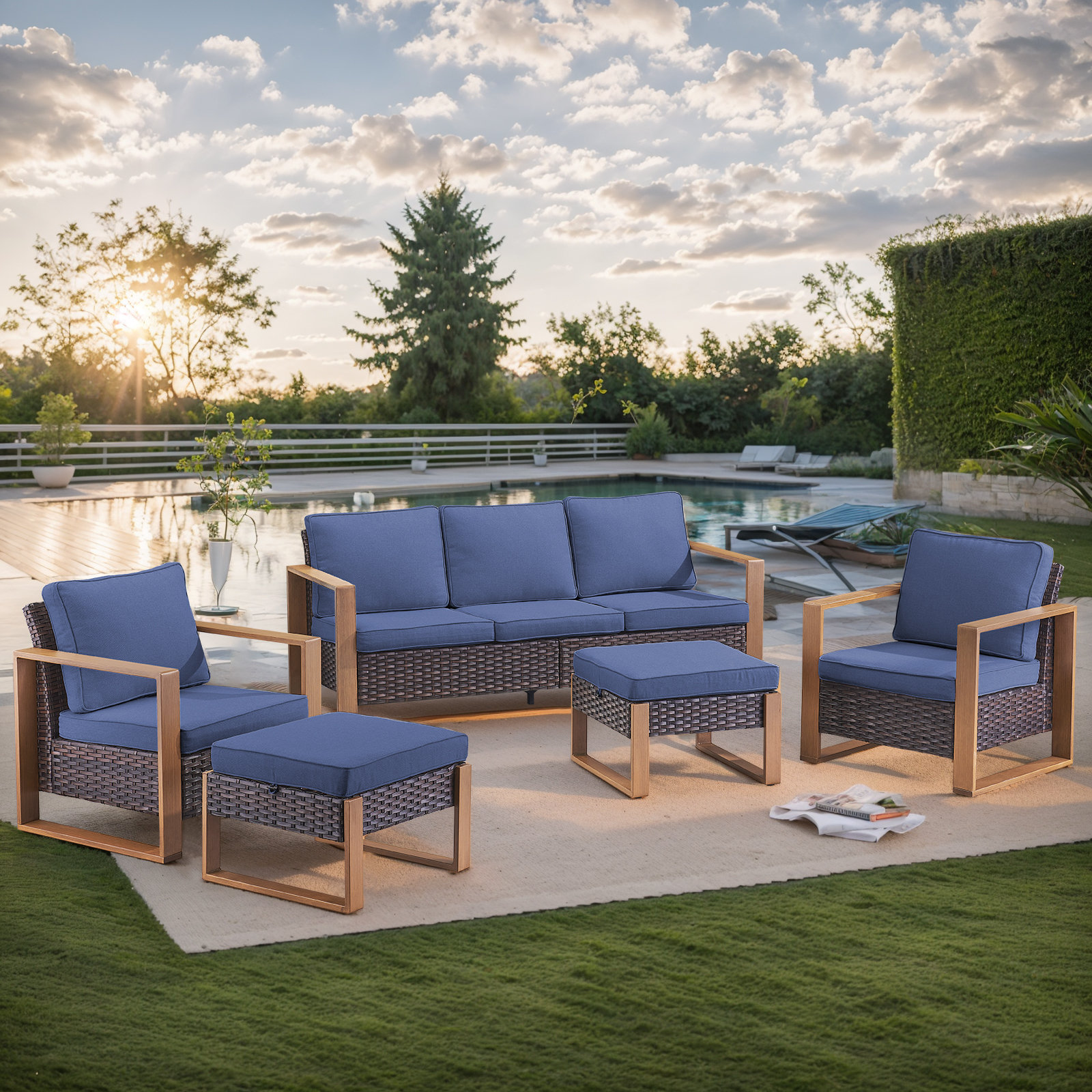 Lark Manor™ Drazen Outdoor Wicker Patio Furniture Set Comfortable ...