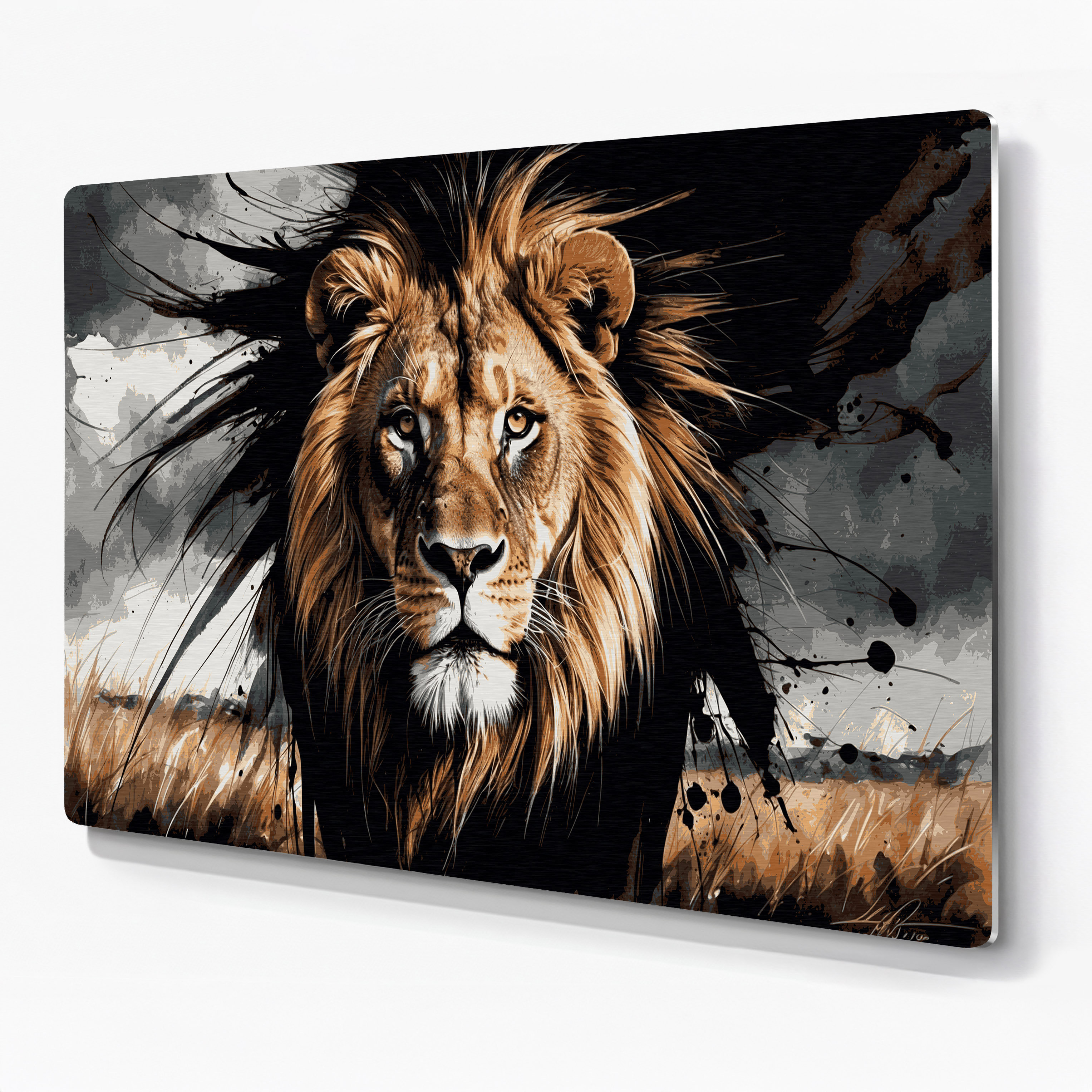 Orren Ellis Big Cats Congo Lion Black Metal Wall Art | Wayfair