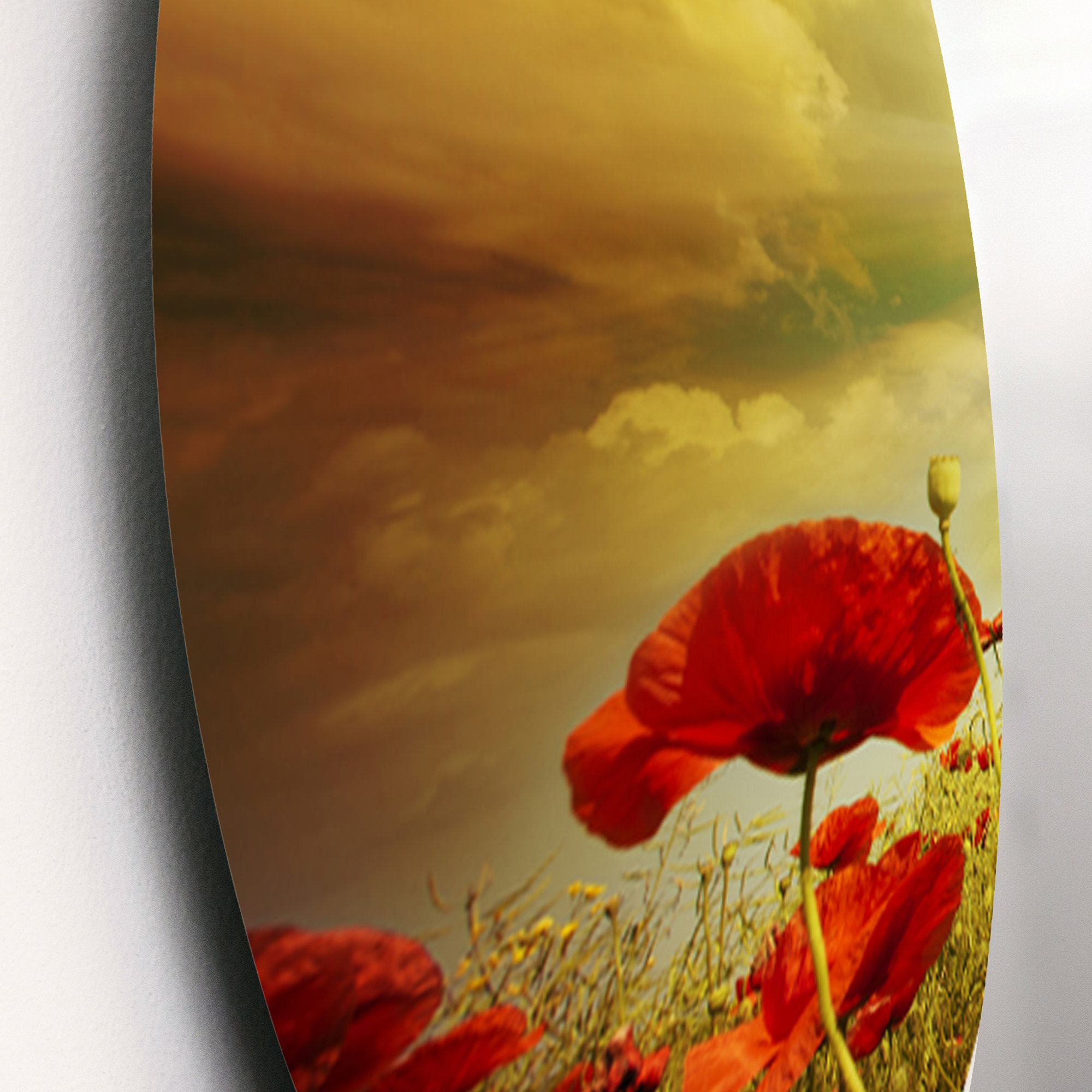 East Urban Home Red Poppies On Grunge Background - Floral Metal Wall ...