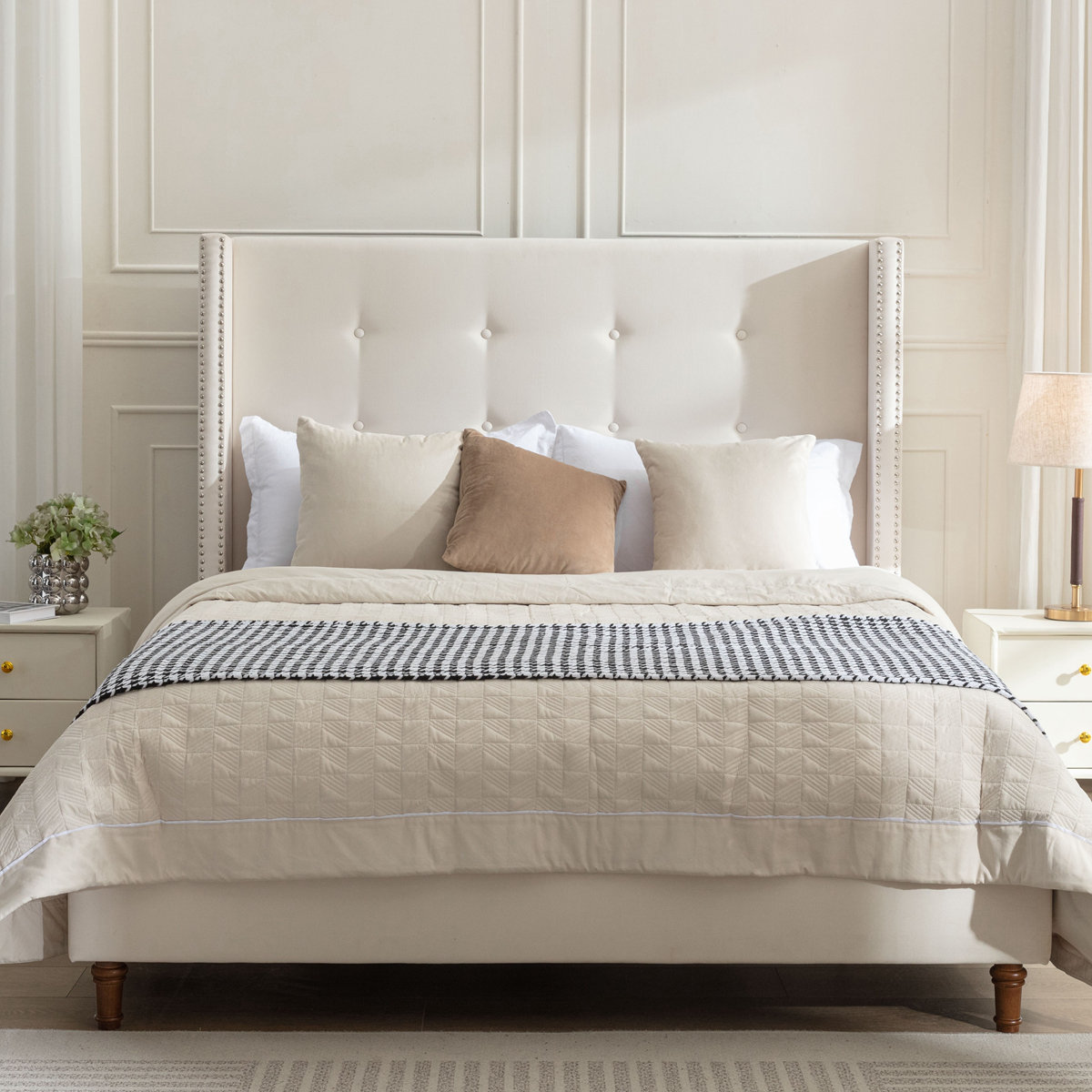 Alcott Hill® Modern High Back Bed Frame with Headboard for Bedroom ...