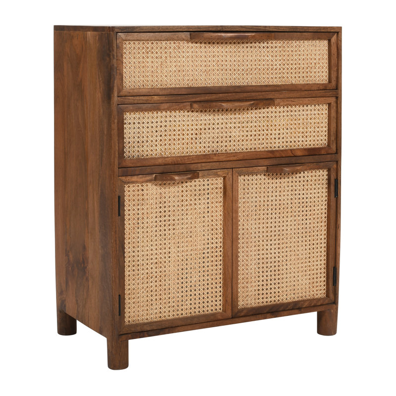 Bay Isle Home™ Aniha 2 - Drawer Dresser with Wooden Cane Cabinet | Wayfair