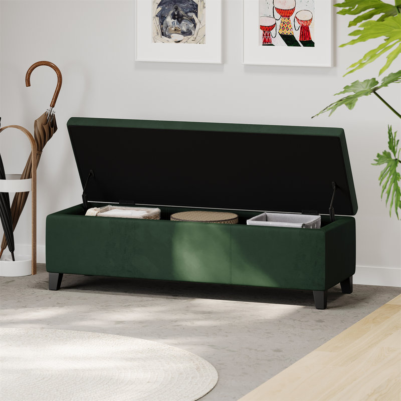 Latitude Run® Velecia Velvet Upholstered Storage Bench Wayfair