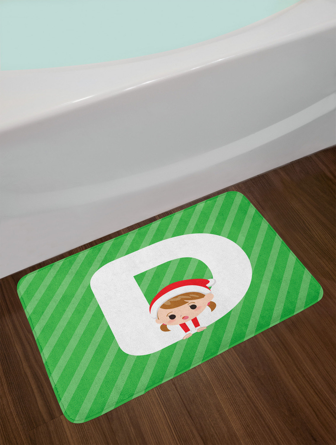 East Urban Home Letter D with a Santa Hanging Holiday Theme Bath Rug ...