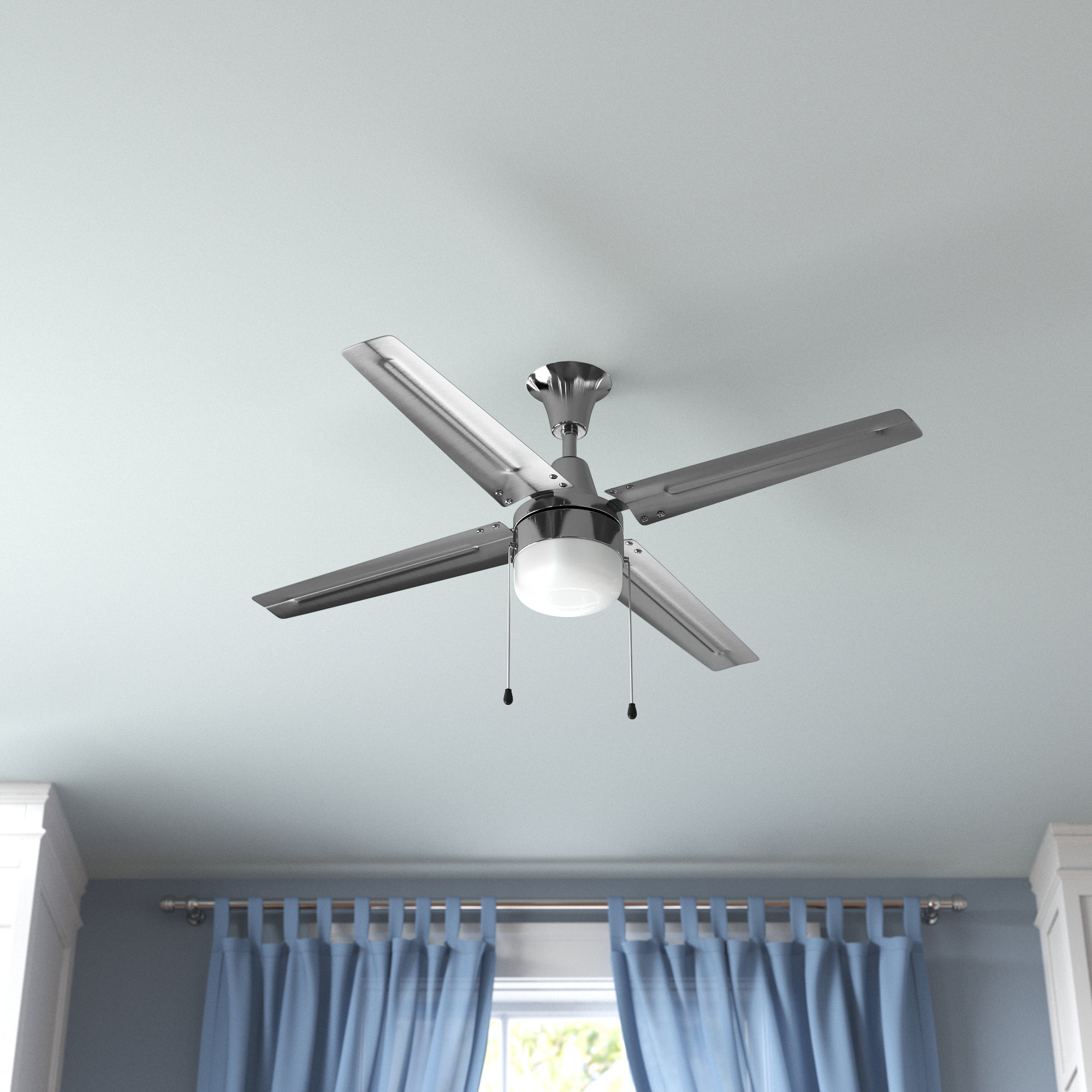 Ebern Designs 48" Gearhart 4 - Blade LED Standard Ceiling Fan with Pull ...