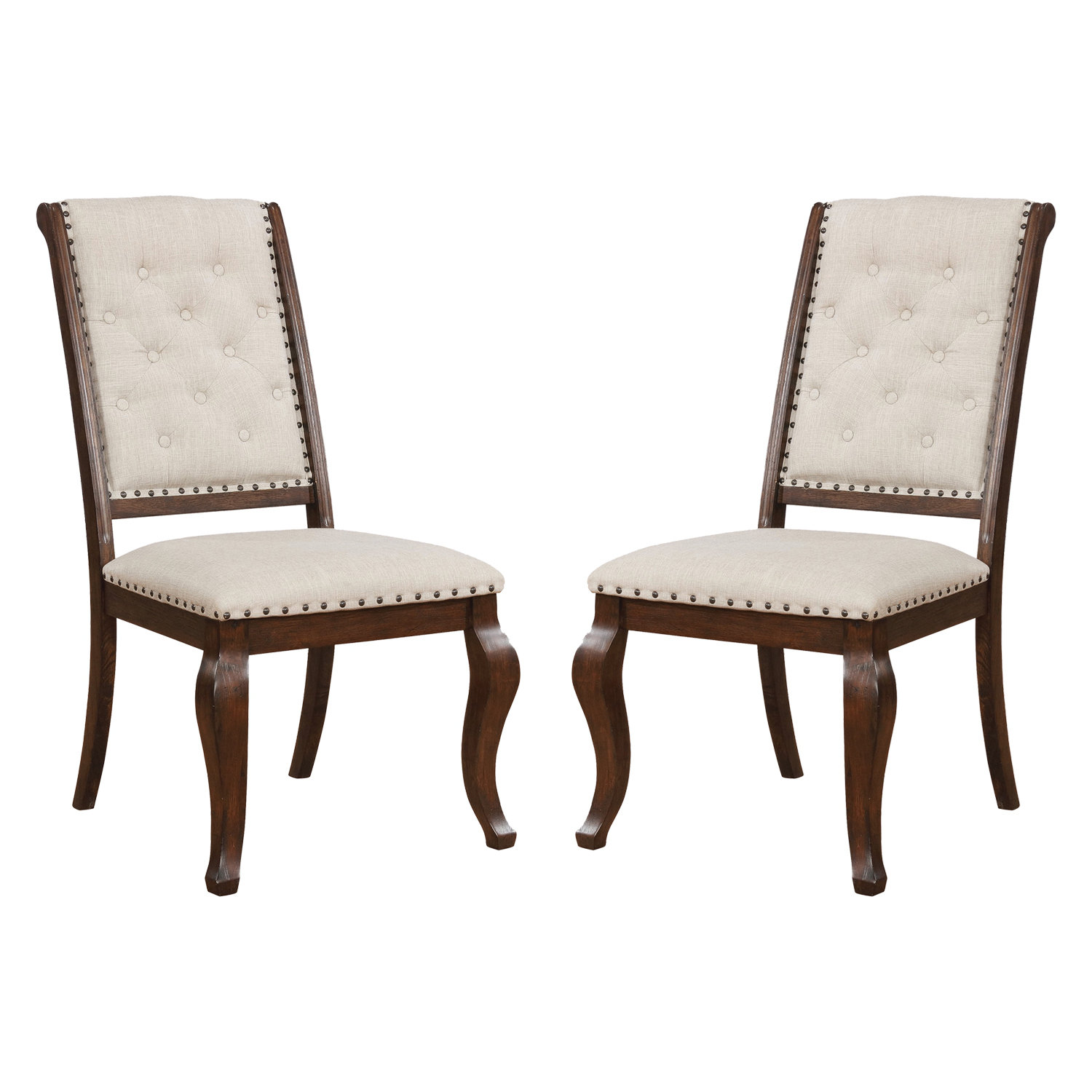 Wildon Home® Set of 2 Cream Fabric Upholstered Dining Chairs, Barley Java | Wayfair