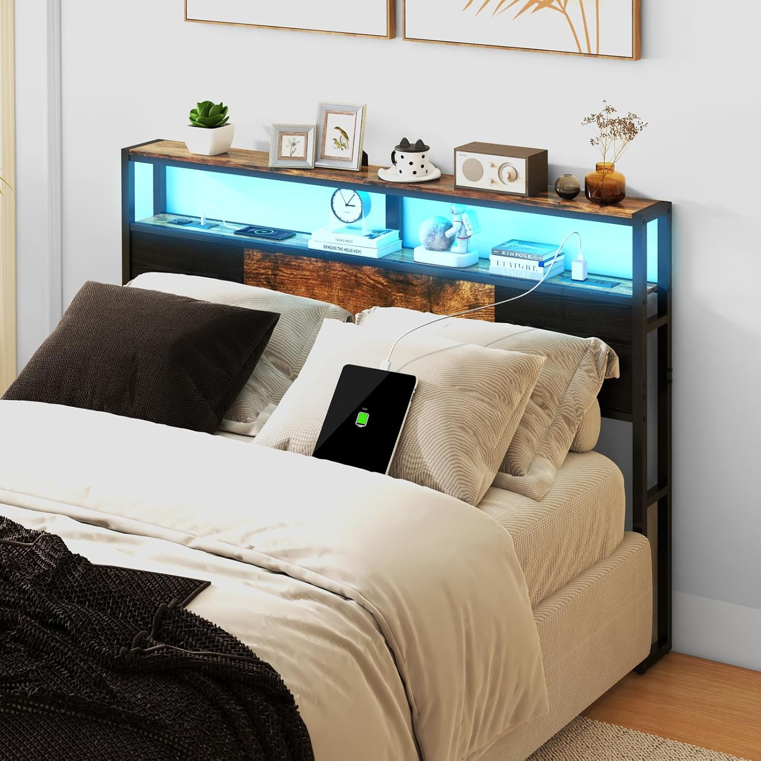 17 Stories Headboards With Charging Station, USB Port And LED Light ...