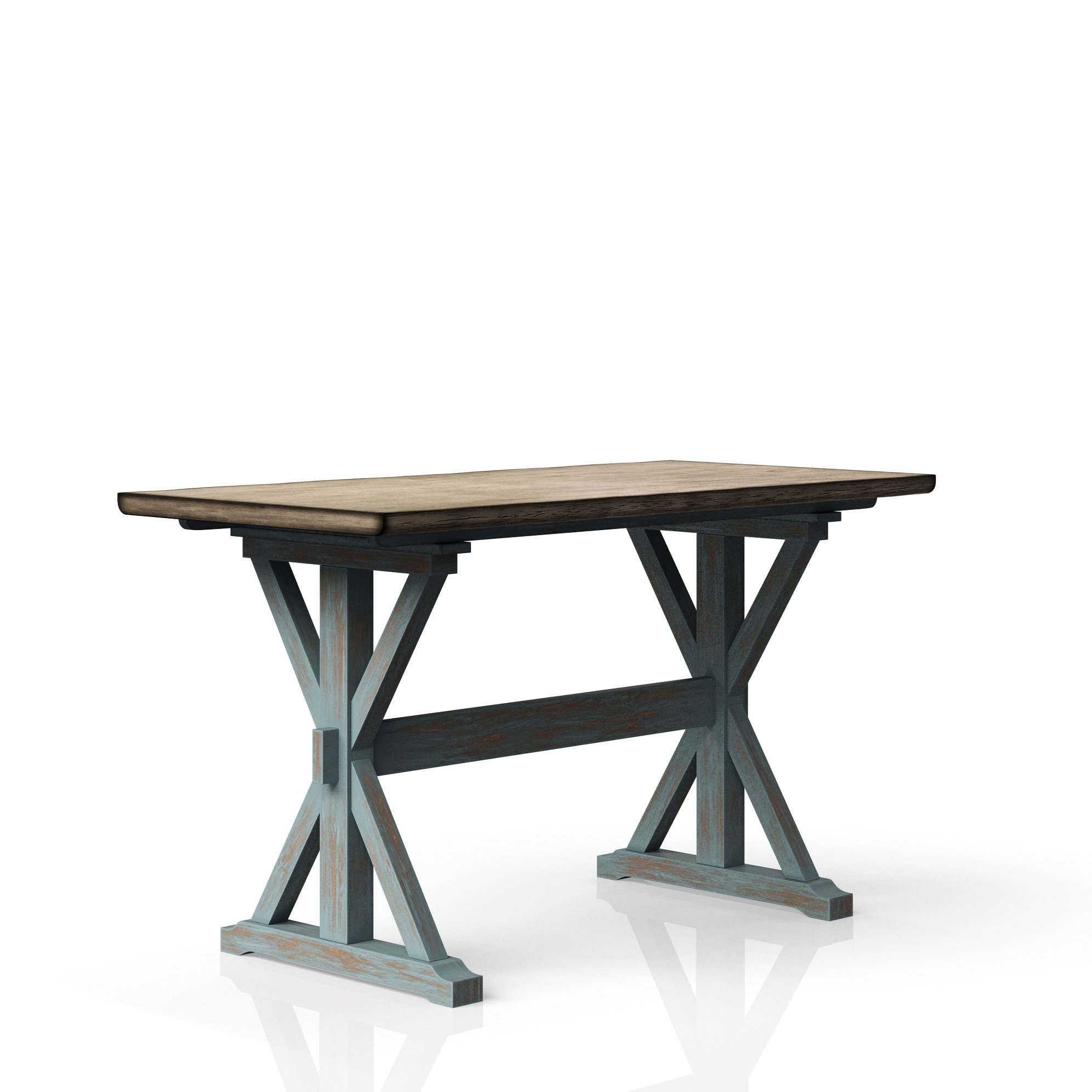 Ophelia & Co. Blue Counter Height Eating Table With X Base, Solid Wood ...