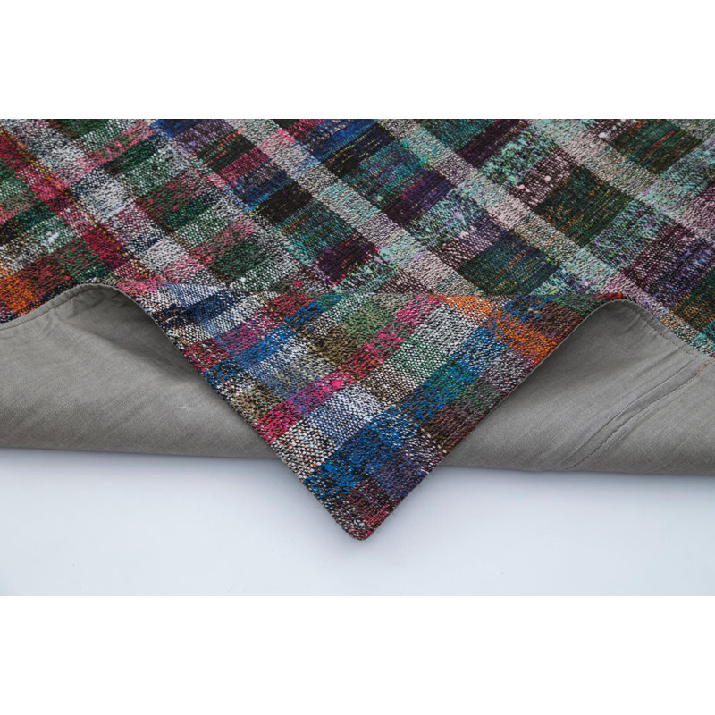 Lofy Blue Patchwork Wool Handmade Area Rug | Wayfair