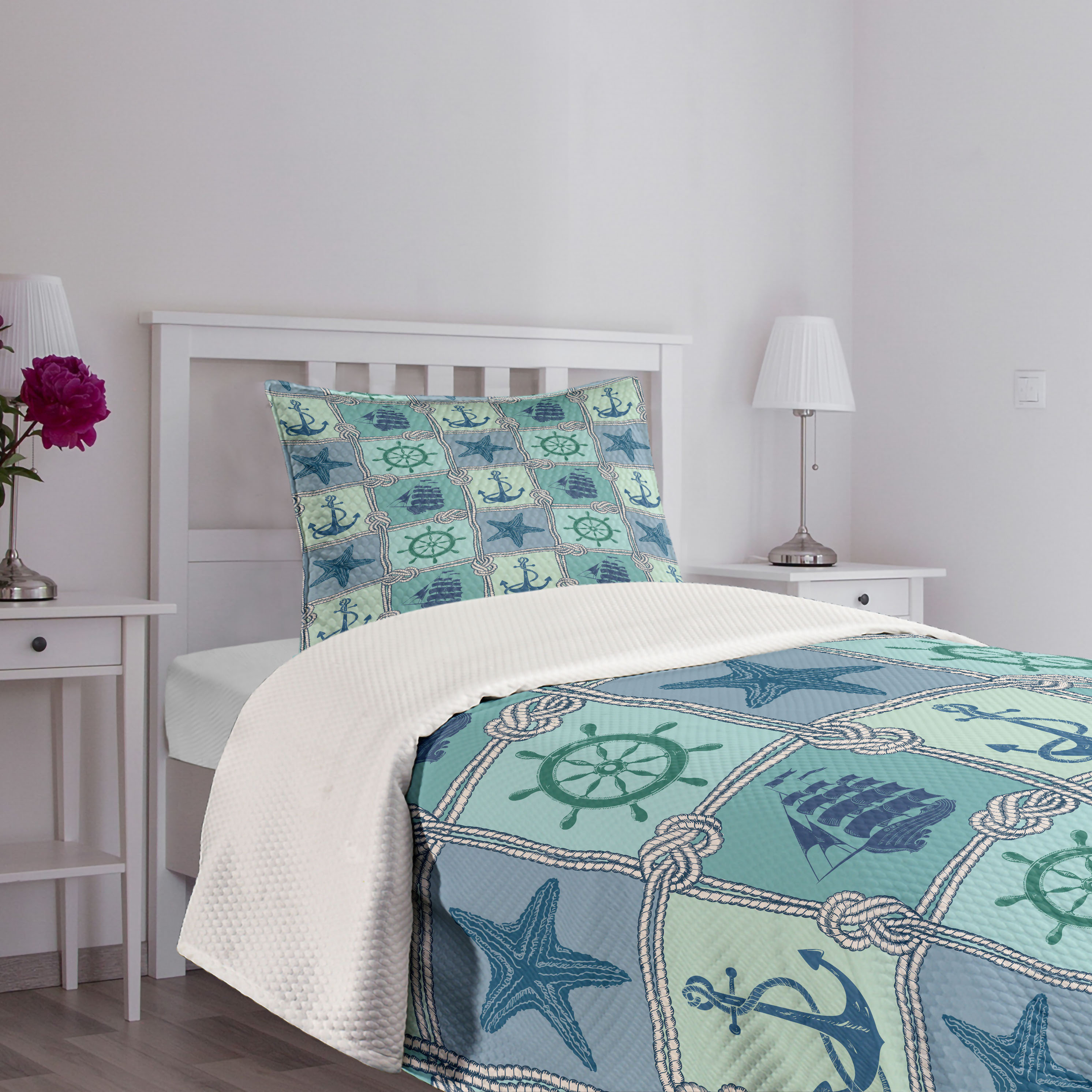 Ambesonne Anchor Bedspread Ships Wheel | Wayfair