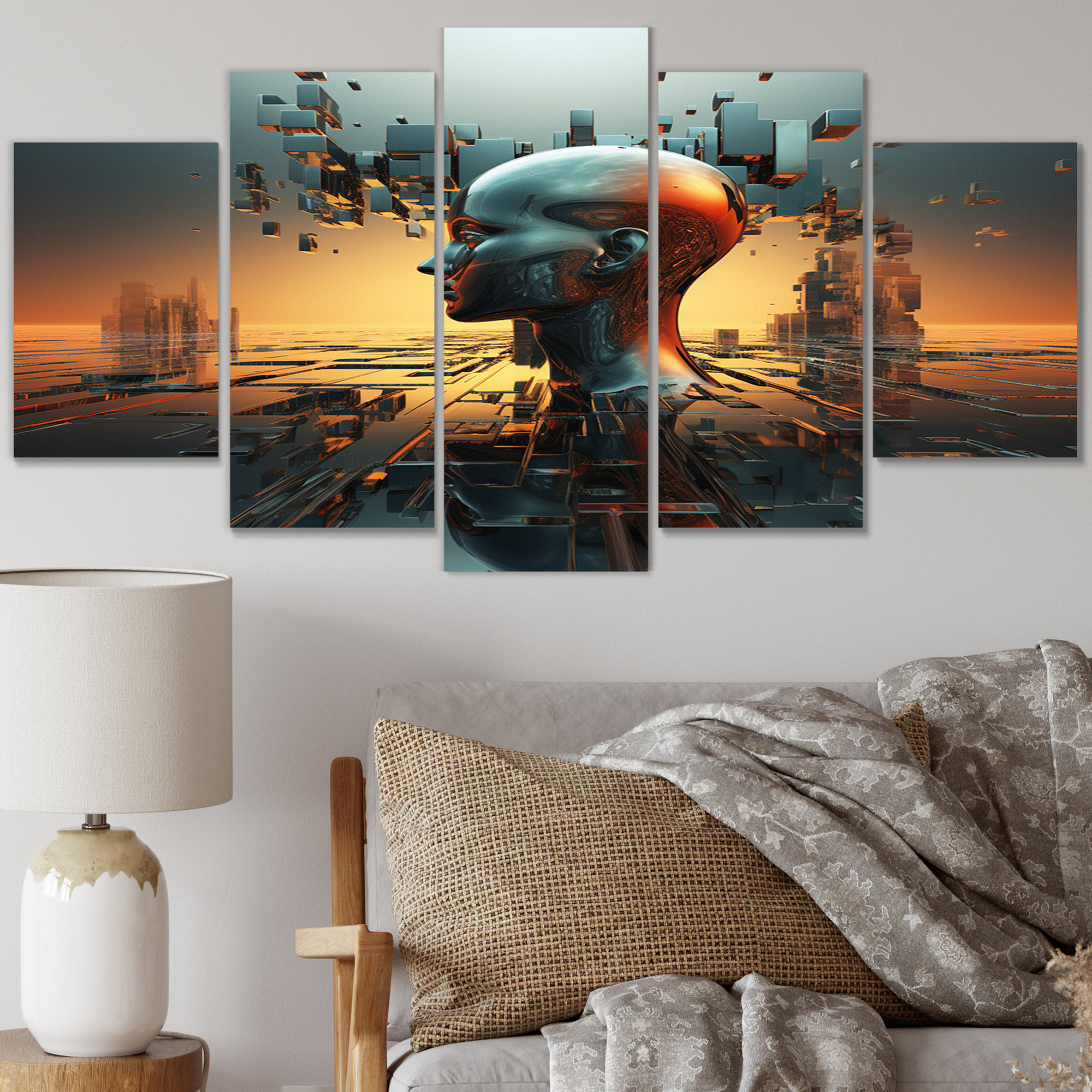 Ivy Bronx AI Robot Dreams Of Singularity II - Robot Canvas Wall Art - 5 ...