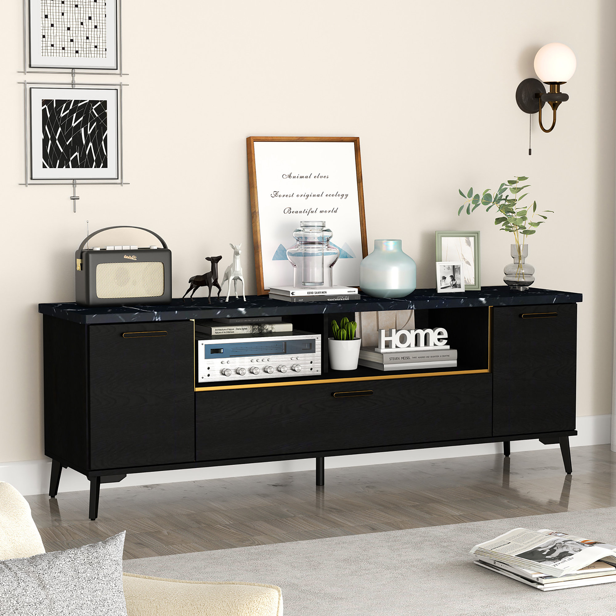 Latitude Run® Mid Century Modern Entertainment Centre 63-Inch TV Stand ...