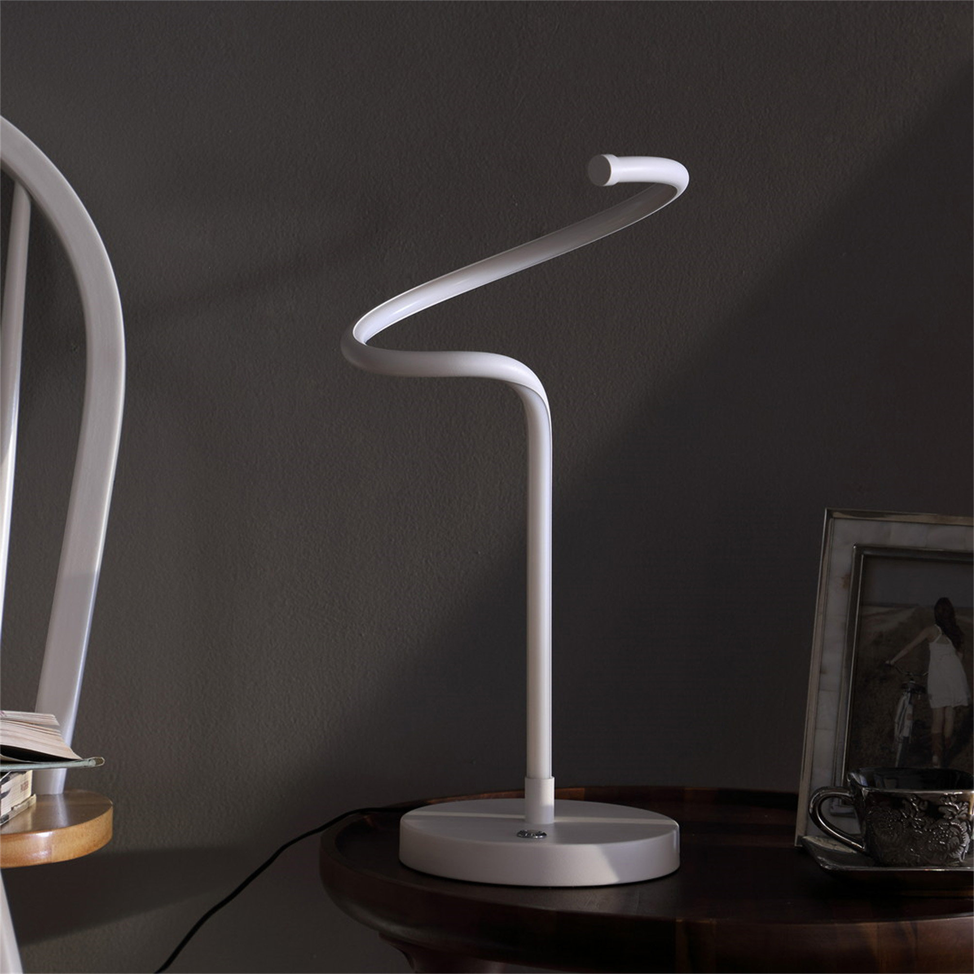Wrought Studio 19-Inch LED Matte White Curvilinear S-Curve Spiral Tube ...