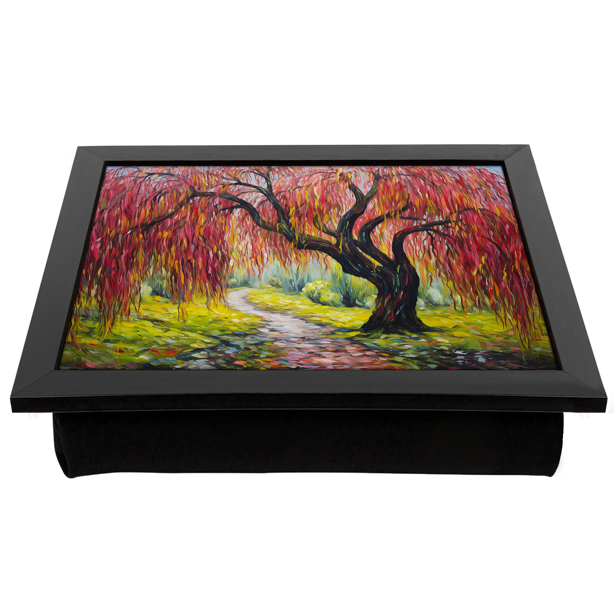 17 Stories Weeping Willow Expressionism Lap Tray with Cushion | Wayfair ...