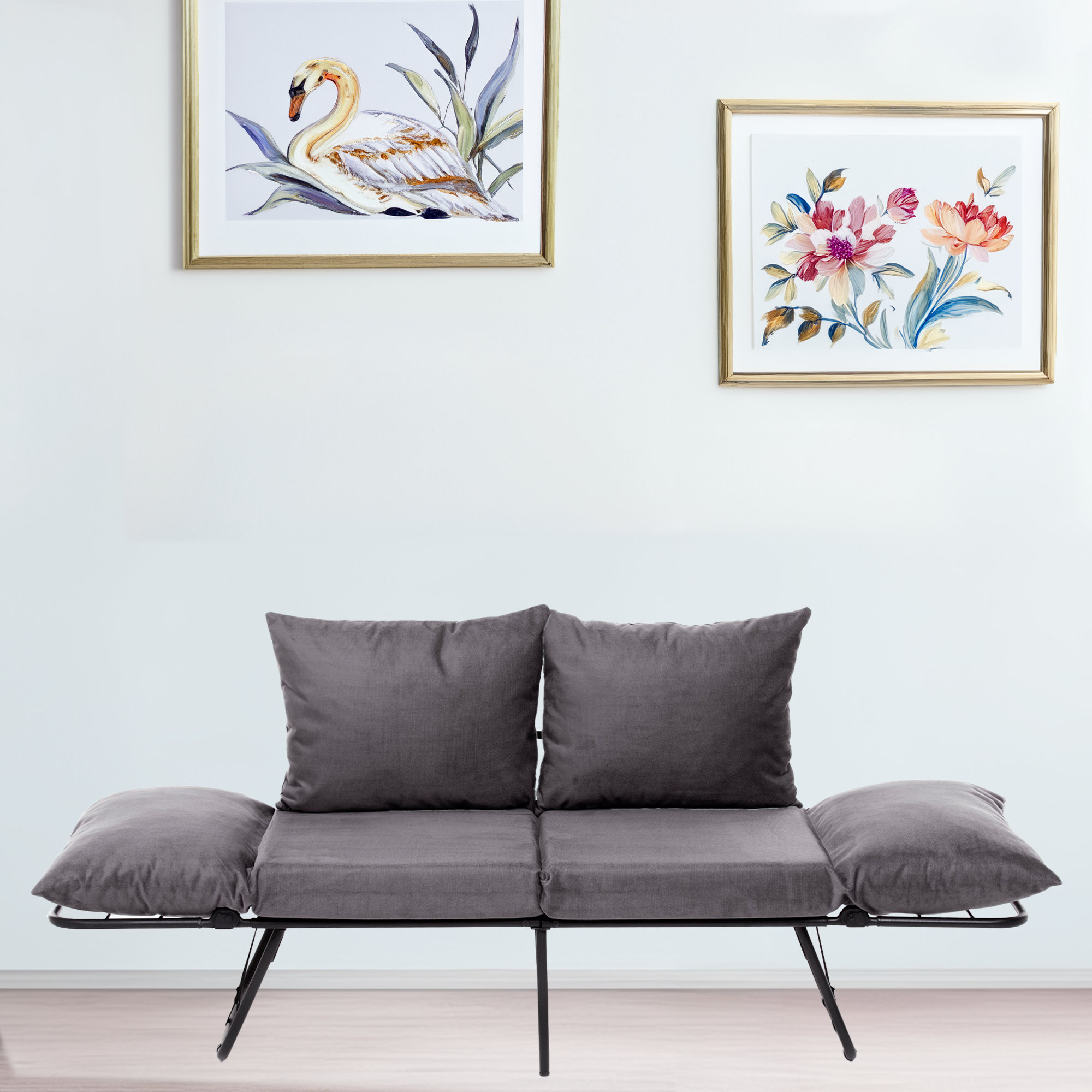 Corrigan Studio Metal Frame 2-Seat Sleeper Sofa With 14-Level ...