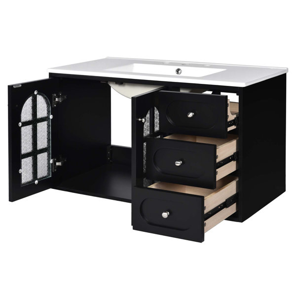 George Oliver 36 Inch Floating Bathroom Vanity With Ceramic Sink, Wall ...