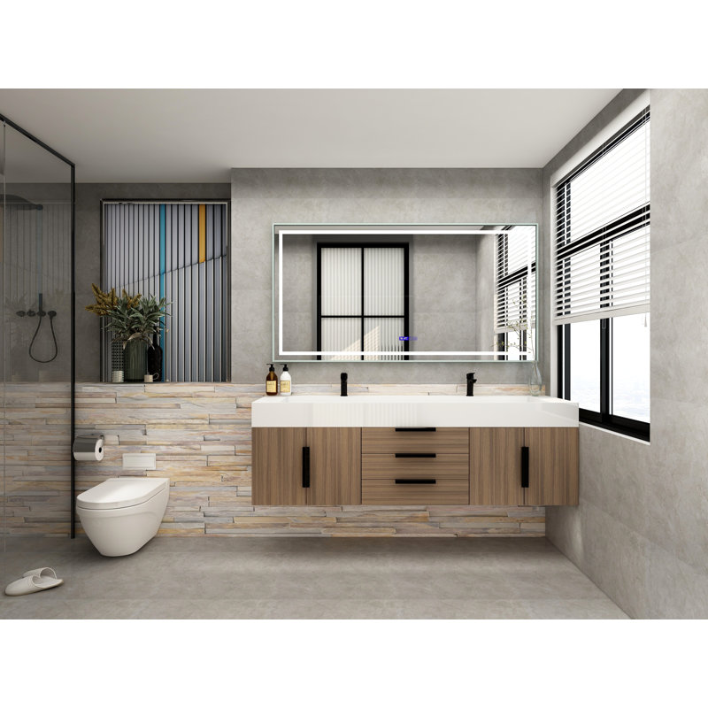 Latitude Run® Jessica 72'' Wall-Mounted Single Bathroom Vanity | Wayfair