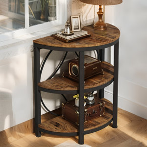 17 Stories 3-Tier Half Round End Table, Narrow Side Table with Metal ...