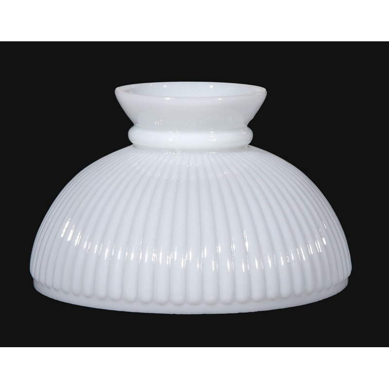 BEAUTY DEPOT Lamp 10" Cased White Glass Ribbed Student Lamp Shade ...