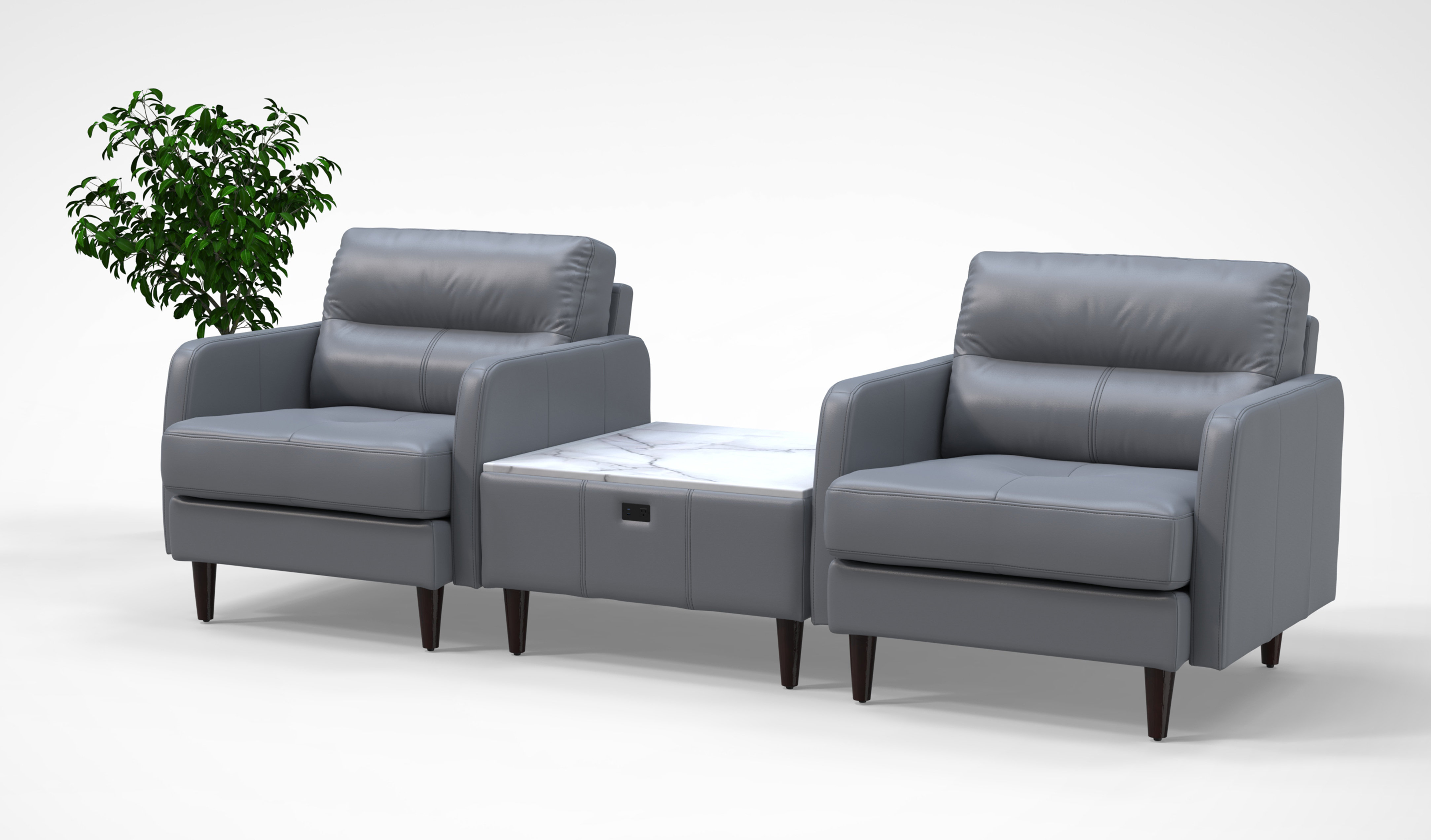 Reunion 2 Person Waiting Room Reception Chairs with Charging Tables Set ...