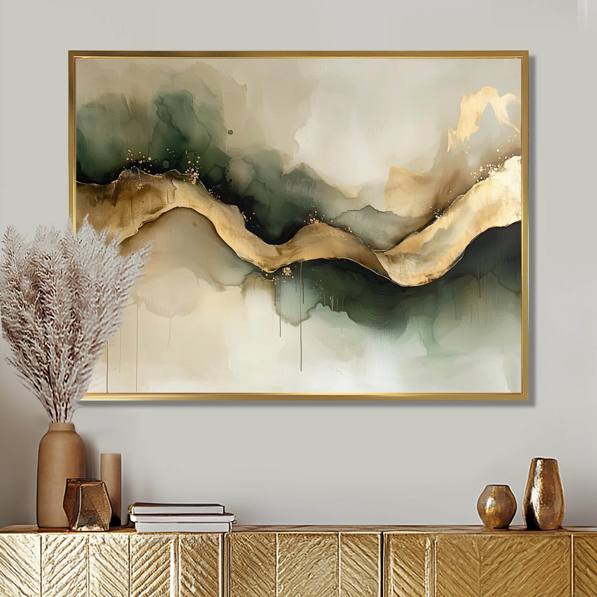 Ivy Bronx Abstract Liquid Ink Divide Fight Of Emerald II - Abstract ...