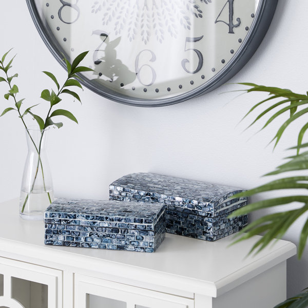 Dovecove Shell Mosaic Patterned Wood 2 Piece Decorative Box Set ...